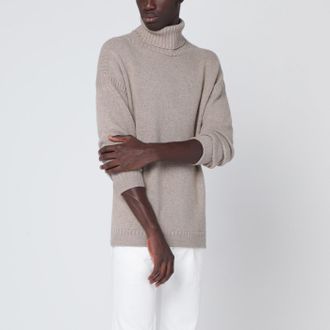Loro Piana Greige Rollkragenpullover aus Kaschmir