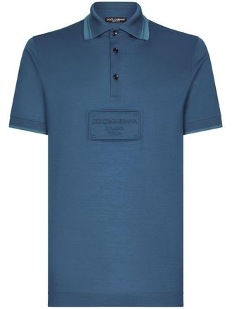 Dolce & Gabbana polo &agrave; logo brod&eacute; - Bleu