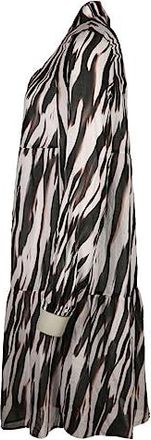 Marc Aurel Robe &agrave; manches longues, col rond boutonn&eacute;, imprim&eacute; animal, noir et marron, marron, 38 grande taille