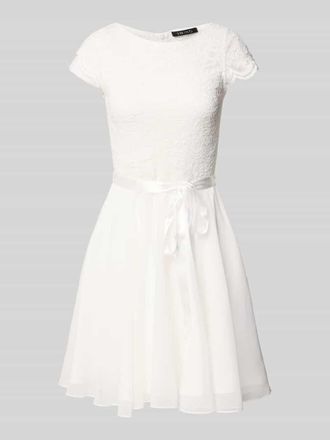 Swing Cocktailkleid mit Spitzenbesatz und Bindeg&uuml;rtel