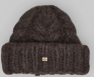 Ganni Handknit Cable Beanie