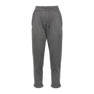 Brunello Cucinelli Graue Jerseyhose mit Monili-Kette - - Trousers - Damen - Grau - XS