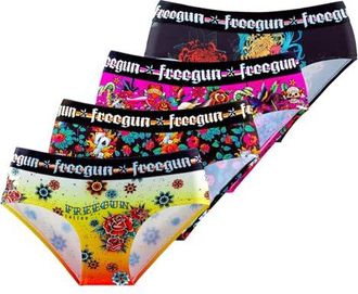 Freegun Culotte Femme Rock, sous-vêtements Féminins, Confortable et Doux (Lot de 4), Rose Taille XS