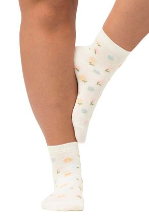 Ulla Popken Damen, große Größen, 2er Pack Kurzschaft-Socke, Blümchen