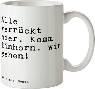 Mr. & Mrs. Panda Tasse Alle verrückt hier. Komm... - Geschenk, witzig, Kaffeetassen, Einhorn, lustige Sprüche, Tasse bedrucken, Designer Tasse