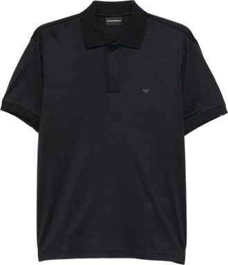 Emporio Armani Homme, Tops, Bleu, Taille: M Polo Textur&eacute; avec Logo