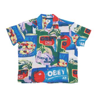 Obey Schwarz Multi Gewebtes Kurzarmhemd - - Shirts - Herren - Mehrfarbig - S