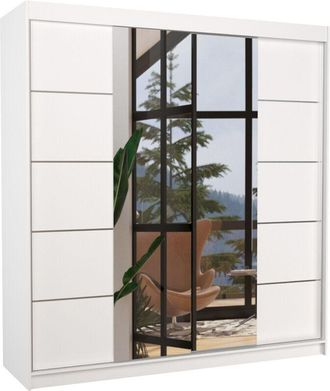 Les Tendances Les Tendances - Armoire chambre adulte 2 portes coulissantes bois blanc et miroir Dalia 200cm