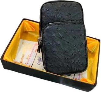 Generic Sac cabas pour femme, authentique sac bandouli&egrave;re homme en cuir dautruche v&eacute;ritable, pochette mini-pochette pour t&eacute;l&eacute;phone portable, &eacute;tui zipp&eacute; en cui