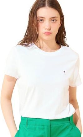 Tommy Hilfiger T-Shirt Manches Courtes Femme Heritage Col Ras-du-Cou, Blanc (Classic White), XXS