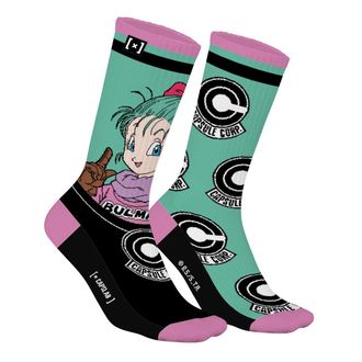 Capslab Dragon Ball Socken Bulma & Capsule Corp Logo - Offiziell lizenzierte Anime-Socken f&uuml;r Herren und Damen - Bequeme Baumwollsocken im kultigen Design - -