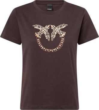 Pinko Pinko - T-shirt Love Birds - Femme - Tops - Brun - Taille: 40 FR