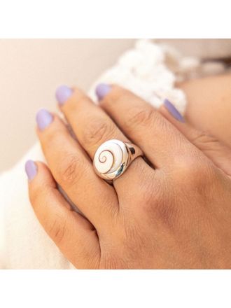 Zeeme Pearls Ring Silber 925 rhodiniert mit weißer Muschel