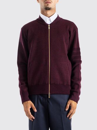Thom Browne Wollstrick-Sweatshirtjacke mit Rei&szlig;verschluss, Bomberkragen und 4-Bar-Motiv
