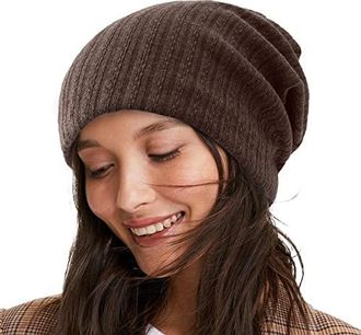 Generic Bonnet Femme Hiver Bonnet Femme Chapeau Femme Hiver Confortable Classique - Bonnet C&ocirc;tes Torsad&eacute;es &Eacute;pais Hiver, Tricot Chunky Doux et Mignon, Id&eacute;al po