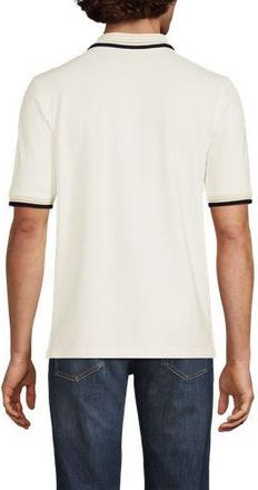 Lands End Komfort-Piqué-Polo mit Stretch, Classic Fit, Herren, Größe:44-46 regular, Weiß, Baumwolle/Elasthan, by Lands End