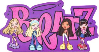 Silver Buffalo Bratz Wandschild mit Figuren und Logo, glitzernd, gro&szlig;, gestanzt, MDF-Box