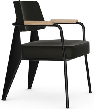 Vitra Fauteuil Direction, pi&eacute;tement noir fonc&eacute;- Jean Prouv&eacute; Vitra