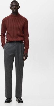 Mango Pull-over maille c&ocirc;tel&eacute;e laine m&eacute;lang&eacute;e cerise - Homme - XXL - MANGO MAN