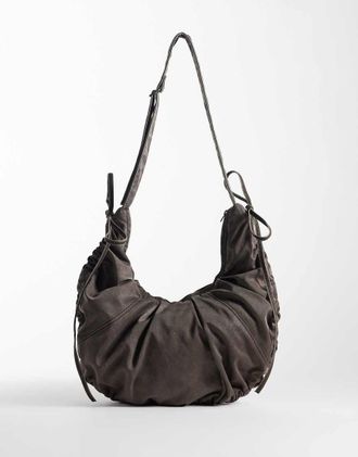 Weekday Leyla - Sac bandouli&egrave;re - Marron fonc&eacute;-Brown