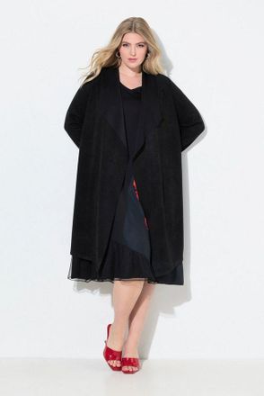 Miamoda Langjacke Mantel lange A-Linie offene Form Reverskragen