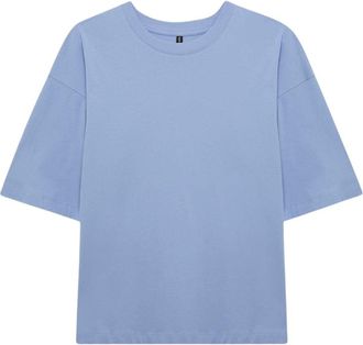 DeFacto Damen Oversize Crop Tops - Klassisches Basic Shirt für Damen - Bequemes Oversize Shirt für Frauen LT.Blue 3XL