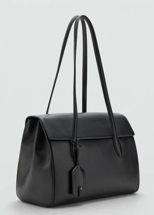 Mango Sac cabas avec breloques en cuir noir - Femme - Taille unique - MANGO