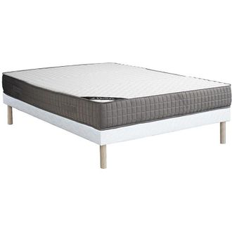 Vente-Unique Ensemble 140 x 190 cm sommier tapissier + matelas mousse et accueil m&eacute;moire de forme 11 zones &eacute;p.22cm - DANEVO de YSM&Eacute;E