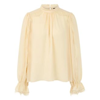 Marc Cain Flie&szlig;ende Bluse mit Spitze - - Blouses & Shirts - Damen - Beige - M