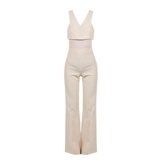 Patrizia Pepe Combinaison ajust&eacute;e &agrave; col en V - Femme - Combinaisons et Ensembles - Beige - Taille: 30 FR