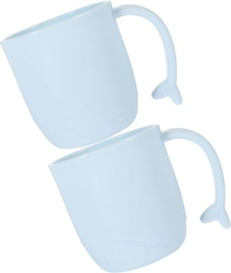 Valiclud 2 Stück Zahnputzbecher aus Robustem Kunststoff Großer Fassungsvermögen Mundspülbecher mit Griff Leicht Bruchsicher als Badezimmer Reisebecher für Mund