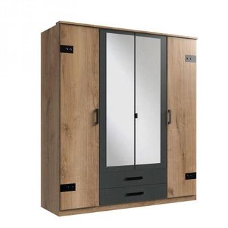 Inside75 Inside75 - Armoire galway style industriel 180 cm 4 portes 2 tiroirs ch&ecirc;ne poutre