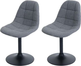Hhg [NEUWERTIG] 2er-Set Esszimmerstuhl HHG-842, Küchenstuhl Stuhl Drehstuhl, Stahl MVG Stoff/Textil Bouclé (450g/m²) dunkelgrau