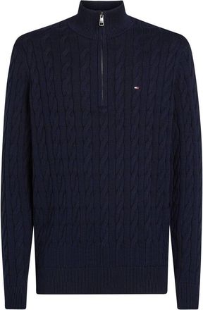 Tommy Hilfiger Herren Troyer aus Bio-Baumwolle CLASSIC COTTON CABLE ZIP MOCK