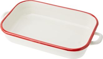 Ibili Ibili 909932 Br&auml;ter mit Griffen aus emailliertem Stahl, wei&szlig;/rot, 32 x 16 x 7 cm