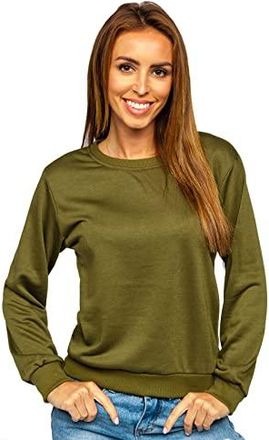 BOLF Femme Sweat-Shirt Sweat Manches Longues Temps Libre Sport Fitness Outdoor Basic Casual Style WB11002 Khaki S [A1A]