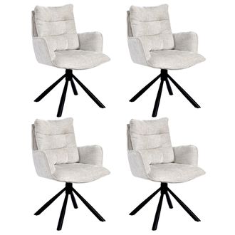 Duhome 4er Set Esszimmerstuhl mit Armlehnen Schminktischstuhl aus Chenille 180&deg; Drehbar Automatische R&uuml;ckstellfunktion Sessel f&uuml;r Schlafzimmer Wohnzimmer B&uuml;r