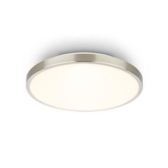 Briloner Plafonnier LED avec panneau d&eacute;coratif, lumi&egrave;re blanche chaude, 10W, 1200lm, salon, chambre, luminaire plafonnier, 24 x 6 cm, nickel mat