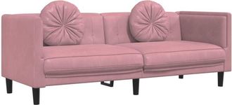 vidaXL Sofa mit Kissen 3-Sitzer Rosa Samt - Vidaxl