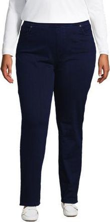 Lands End Mid Waist Straight Knit Jeans, Damen, Gr&ouml;&szlig;e:52-54 plus, Blau, Baumwoll-Mischung/Polyester-Mischung, by Lands End