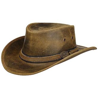 Scippis Scippis Chapeau Western Irving Cowhide Chapeau en Cuir (XL (60-61 cm) - Marron)