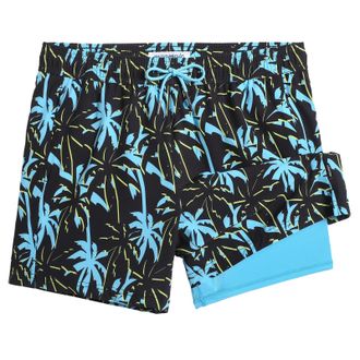Maamgic Herren Badehose mit Kompression Badeshorts 2 in 1|14cm Innenl&auml;nge Schnelltrocknend l&auml;ssige Swim Shorts Kurz Boardshorts mit Innenhose Rei&szlig;verschlussta