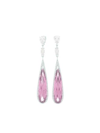 Anabela Chan boucles doreilles en or blanc pav&eacute;es de diamants - Rose