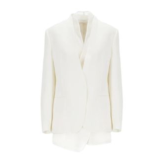 Brunello Cucinelli Wei&szlig;e Viscose Jacke mit Messingdetails - - Jackets - Damen - Wei&szlig; - M