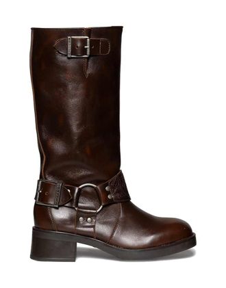 Steve Madden Boneta - Bottes hauteur genou &agrave; enfiler en cuir avec harnais - Marron