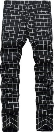 Generic Jean d&eacute;contract&eacute; ray&eacute; pour homme Printemps &eacute;t&eacute; Pantalon tendance &agrave; jambe droite Maison pelucheuse, Noir, XXL