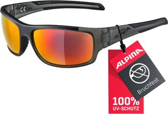 Alpina TESTIDO - Verspiegelte und Bruchsichere Sport- & Fahrradbrille Mit 100% UV-Schutz Für Erwachsene, anthracite-black matt, One Size