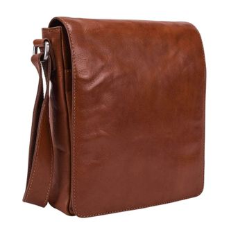 Leonhard Heyden Leder Umh&auml;ngetasche Tablettasche mit Laptopfach Cambridge Messenger Bag Cognac braun