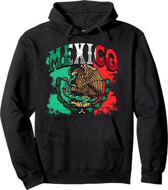 Trendy Apparel Mexico Bandera Aguila Real Mexican Flag Color Pullover Hoodie