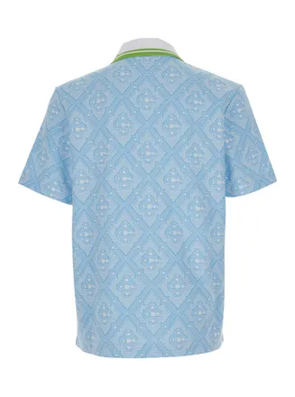 Casablanca Mens Polo Shirt Light Blue Bicolour Collar Cotton T-Shirts And Polos